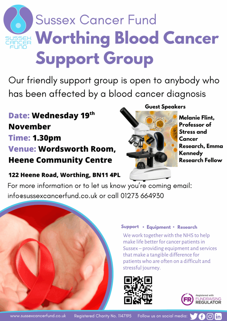 Worthing Blood Cancer Support Group – Next Event - Sussex Cancer Fund